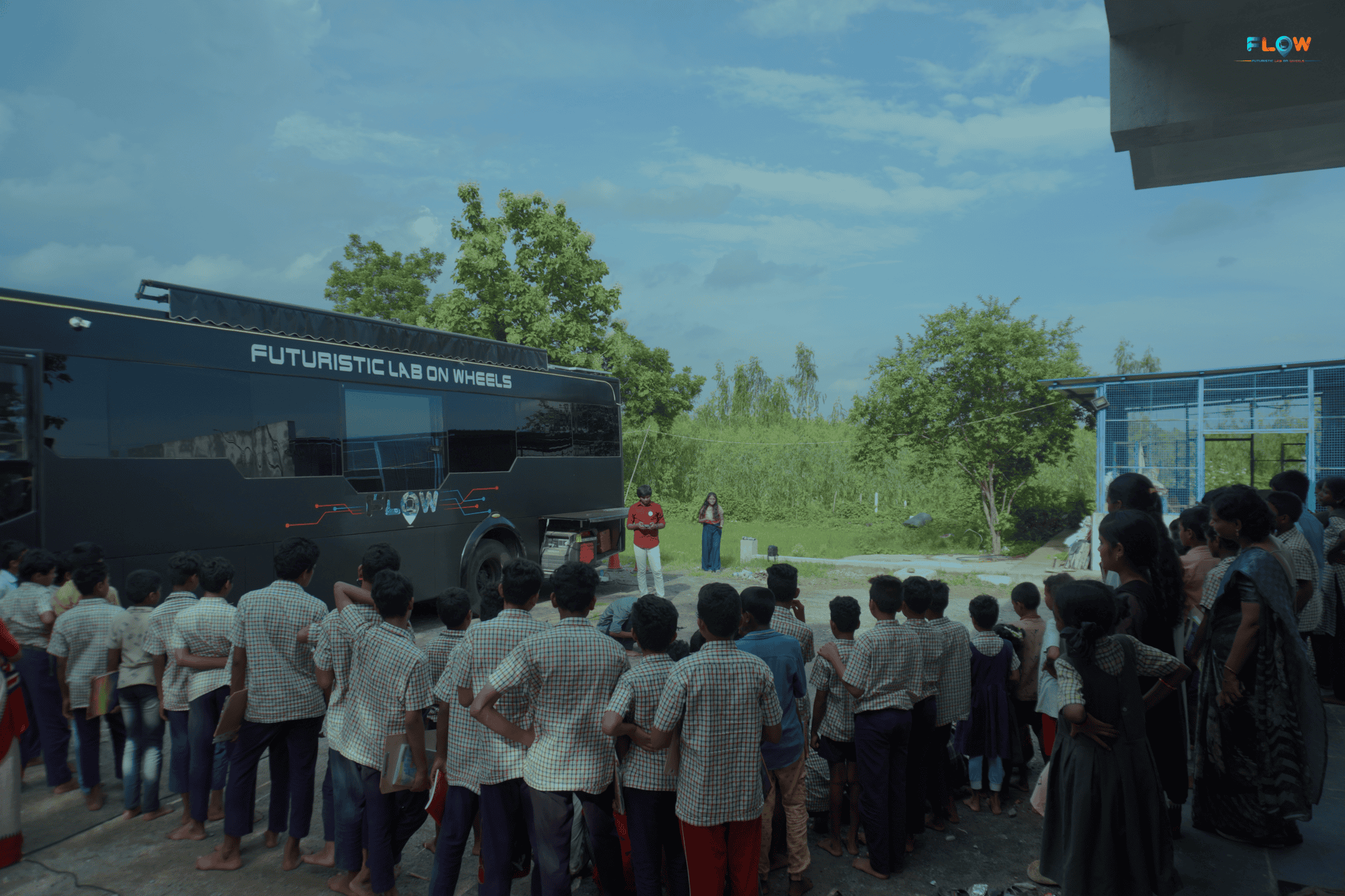 FLOW Bus Inspires Tech Learning at Saraswathi Sishu Mandir